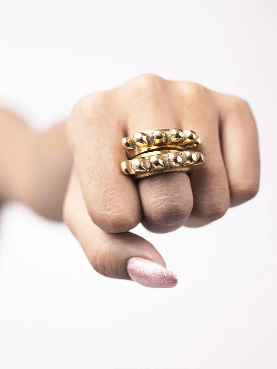 Zeke Ring – Bold African Statement Ring in Luxe Brass – Adele Dejak