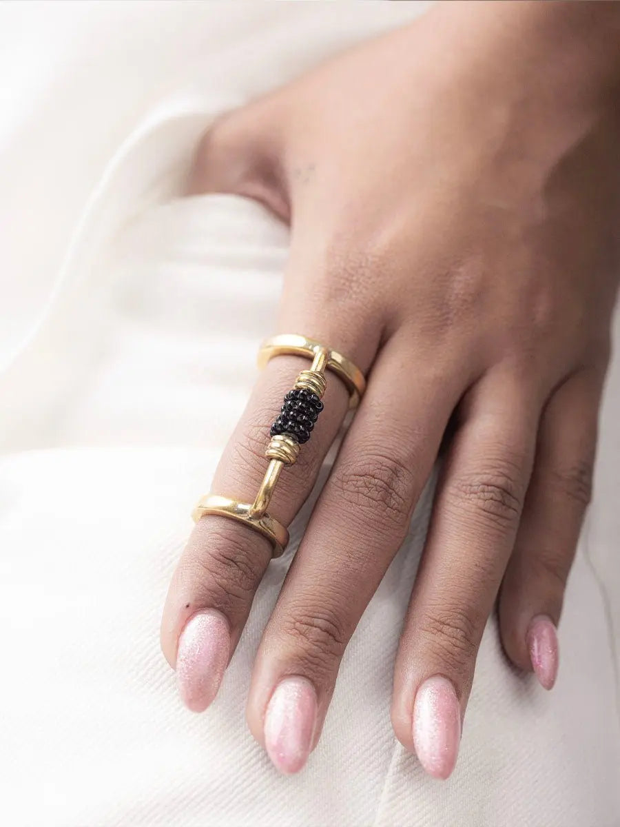 Elegant Beaded Ring with African-Inspired Artistry | Adele Dejak